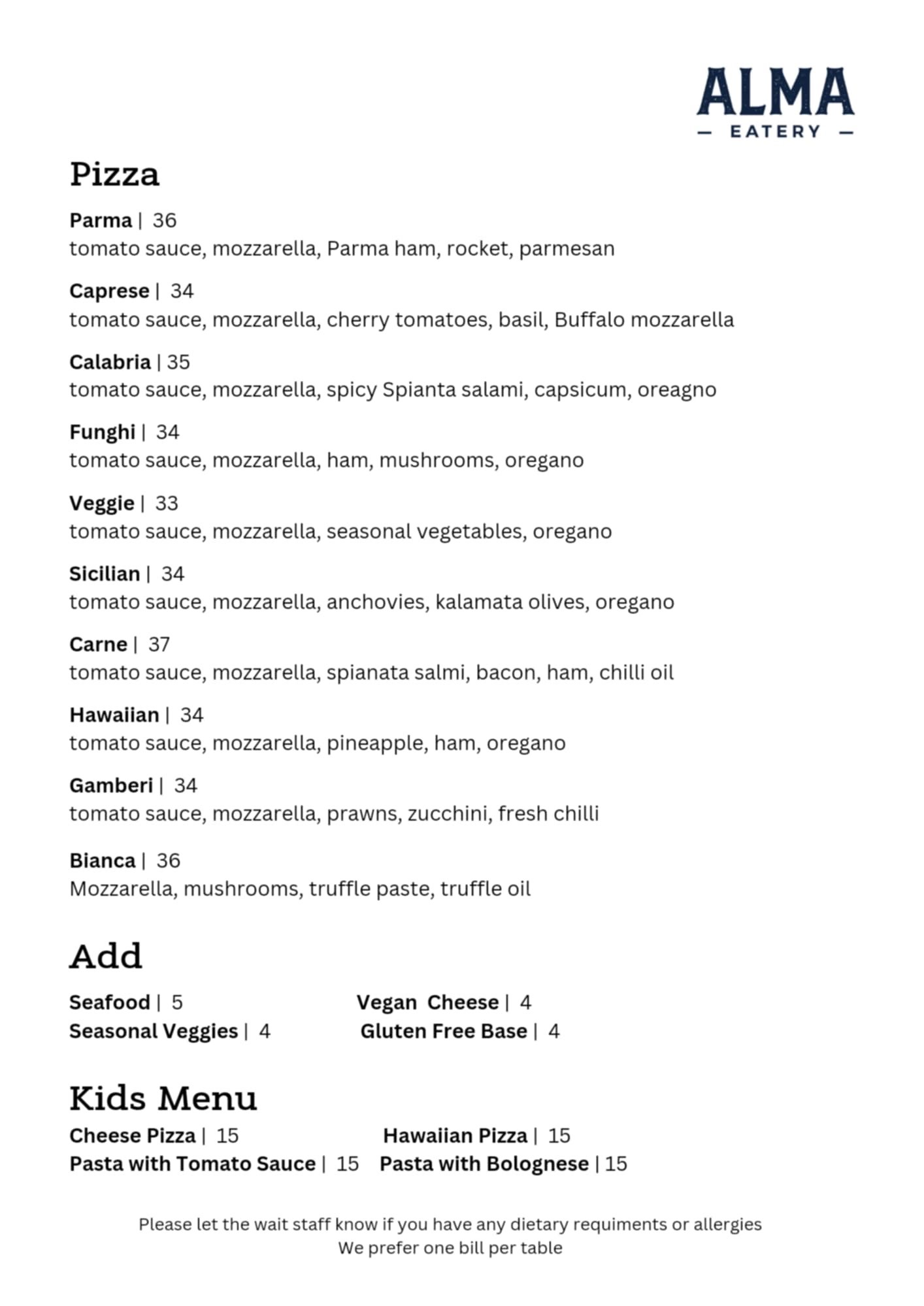 MENU – Alma Eatery